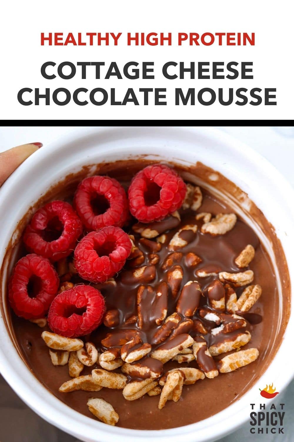 Cottage Cheese Chocolate Mousse (High Protein Dessert!) - That Spicy Chick