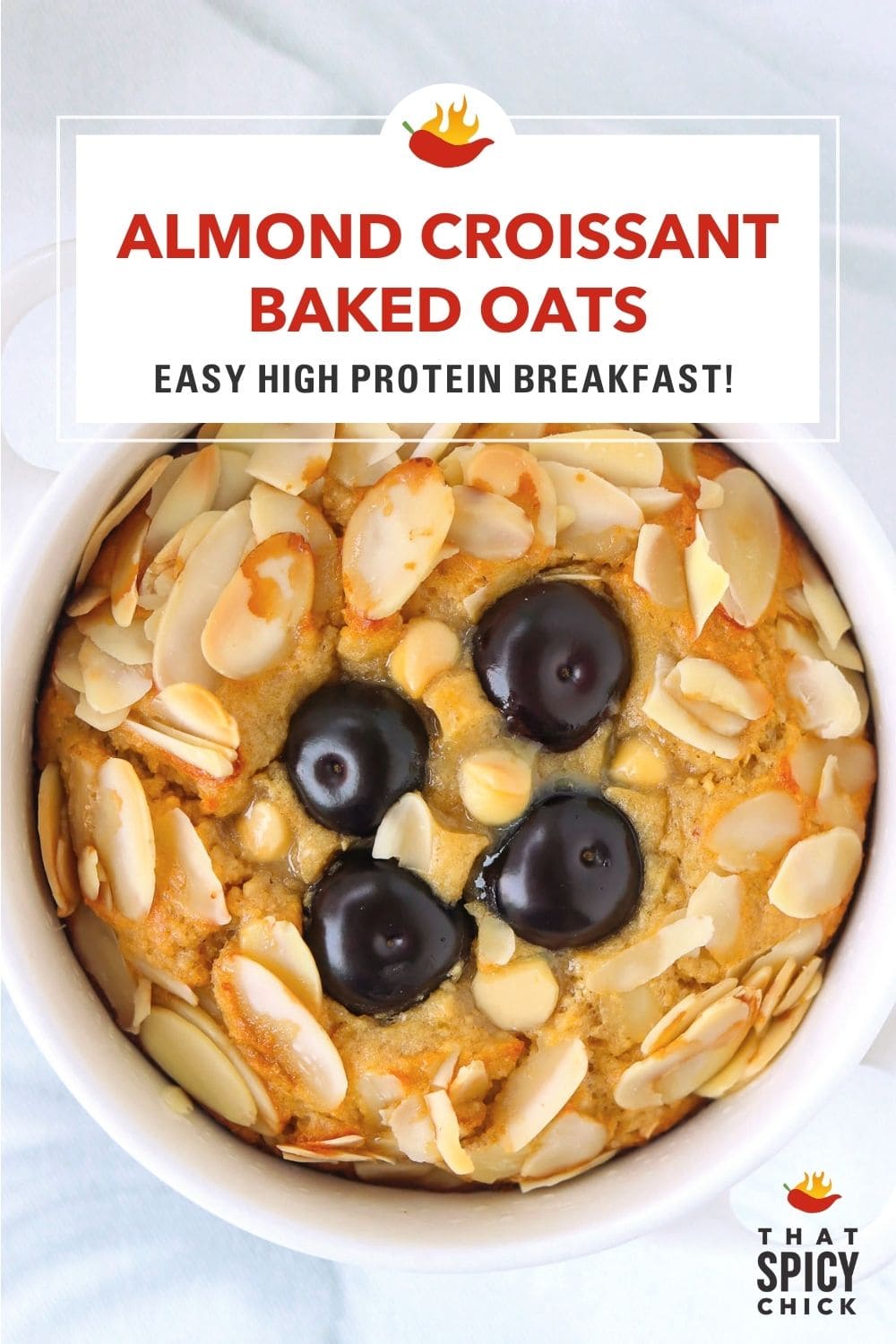 Almond Croissant Baked Oats - That Spicy Chick