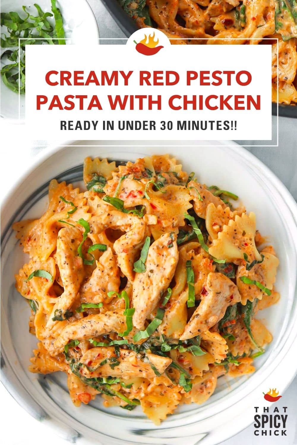 Creamy Red Pesto Pasta with Chicken - That Spicy Chick