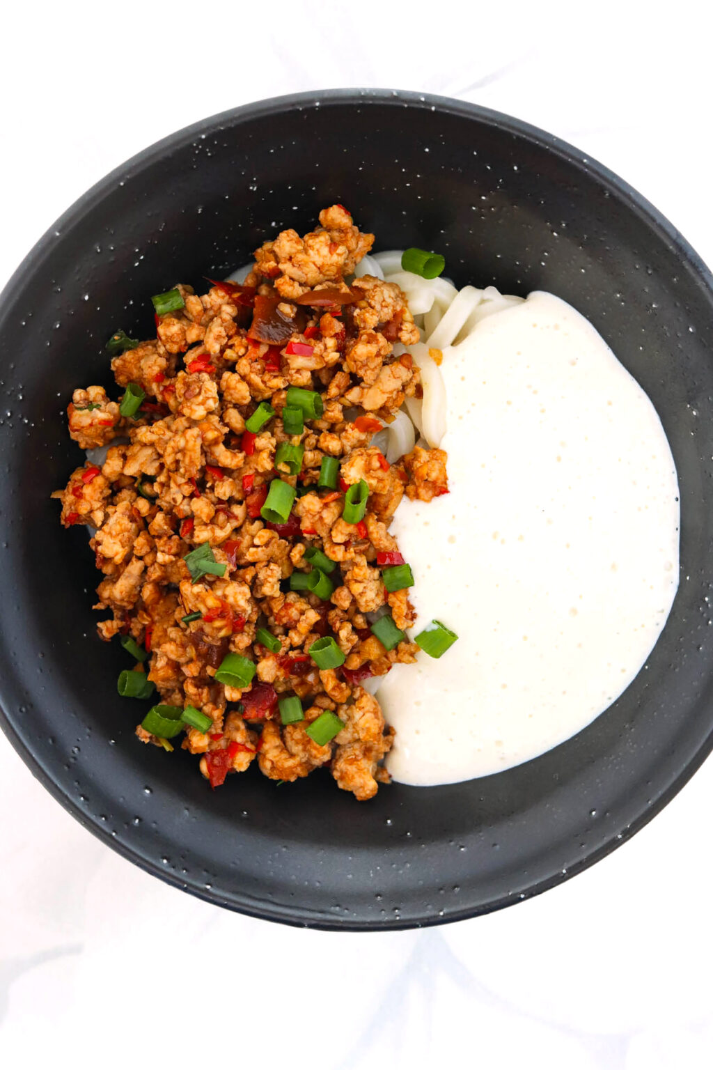 Creamy Mapo Tofu Udon Noodles - That Spicy Chick