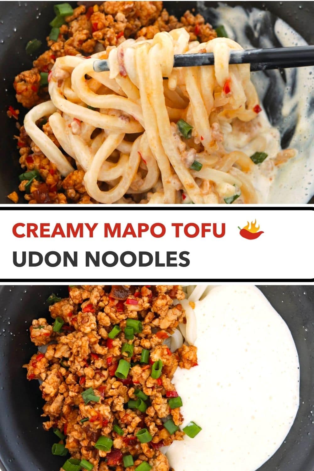 Creamy Mapo Tofu Udon Noodles - That Spicy Chick