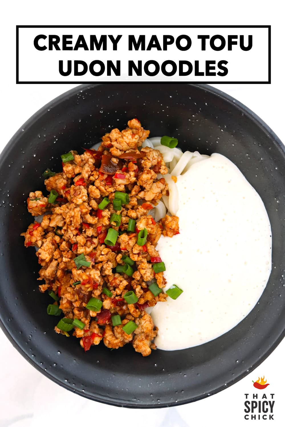 Creamy Mapo Tofu Udon Noodles - That Spicy Chick