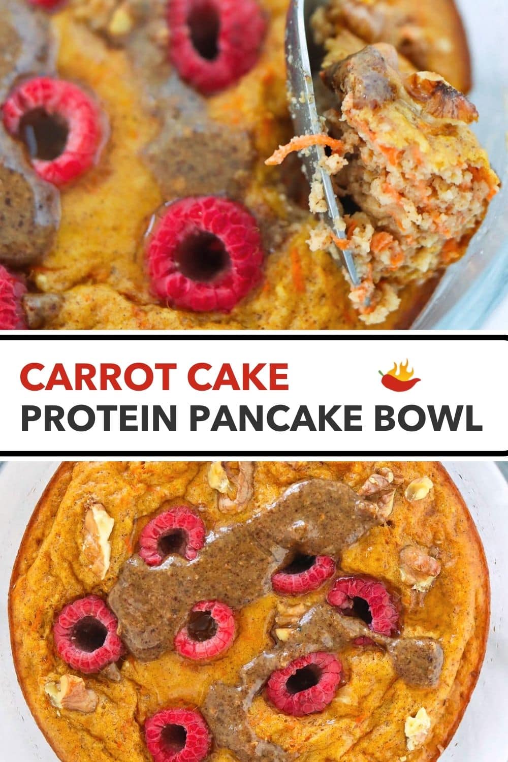 Carrot Cake Protein Pancake Bowl - That Spicy Chick